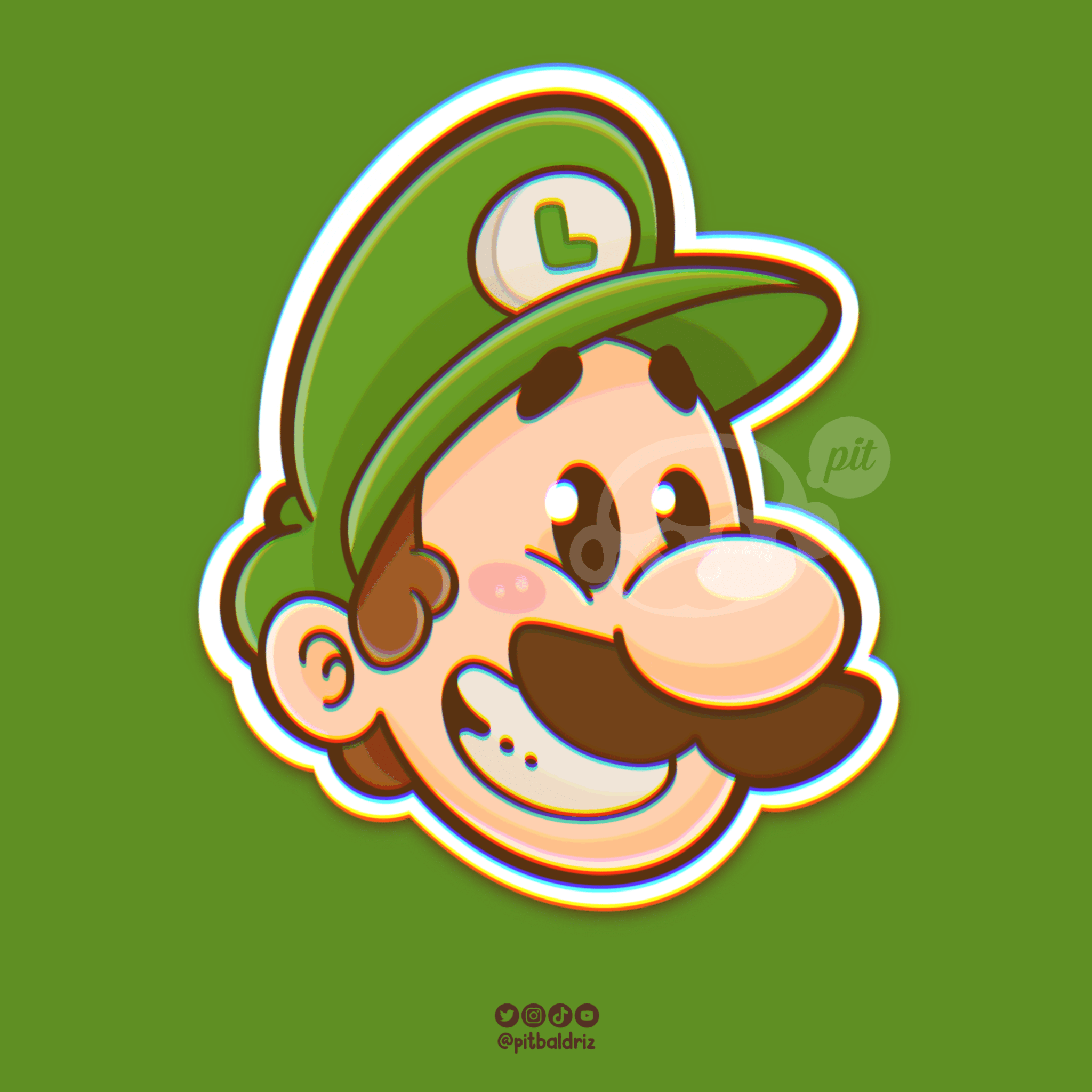 Super Mario Bros. Luigi Sticker - Pit. Baldriz