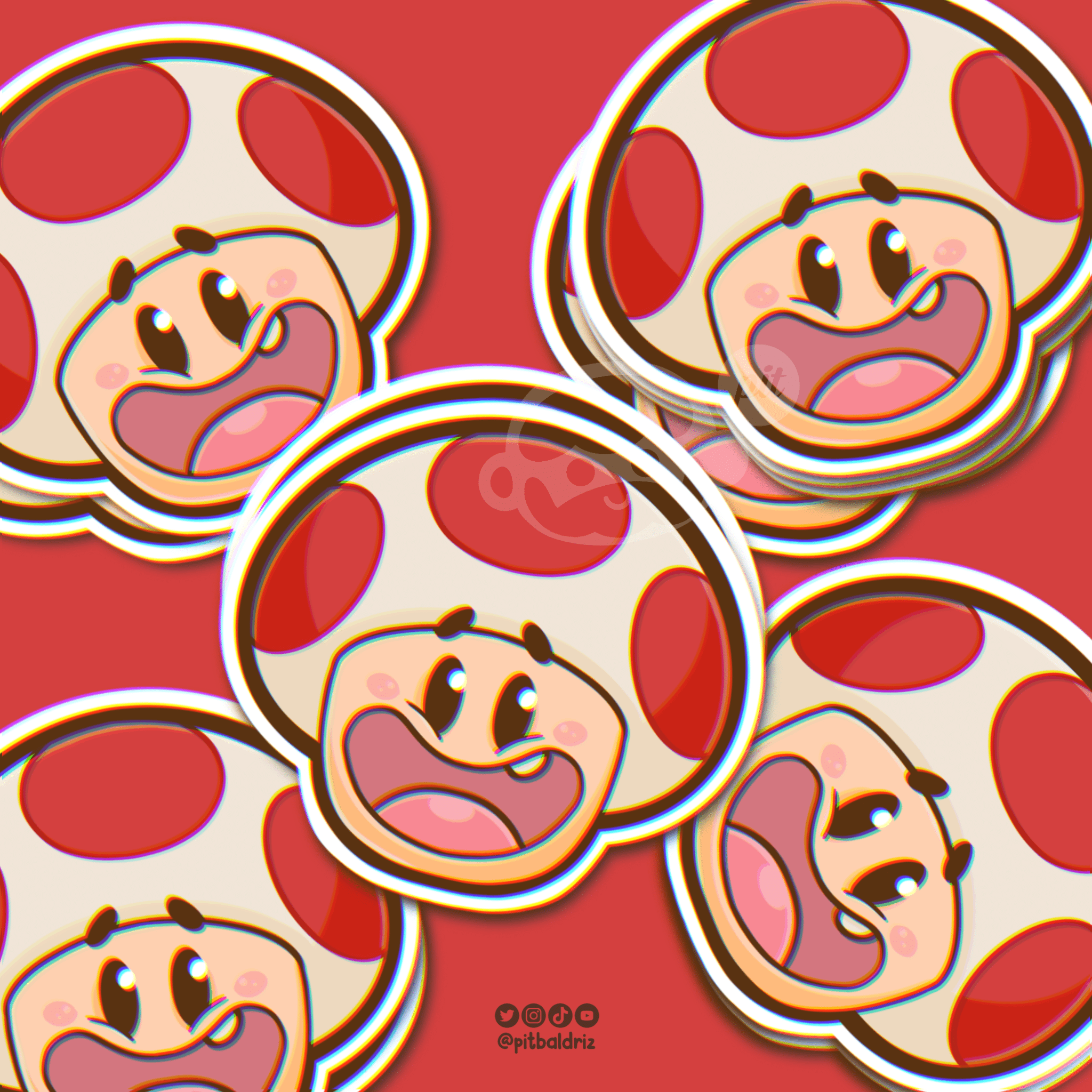 Super Mario Bros. Toad Sticker - Pit. Baldriz